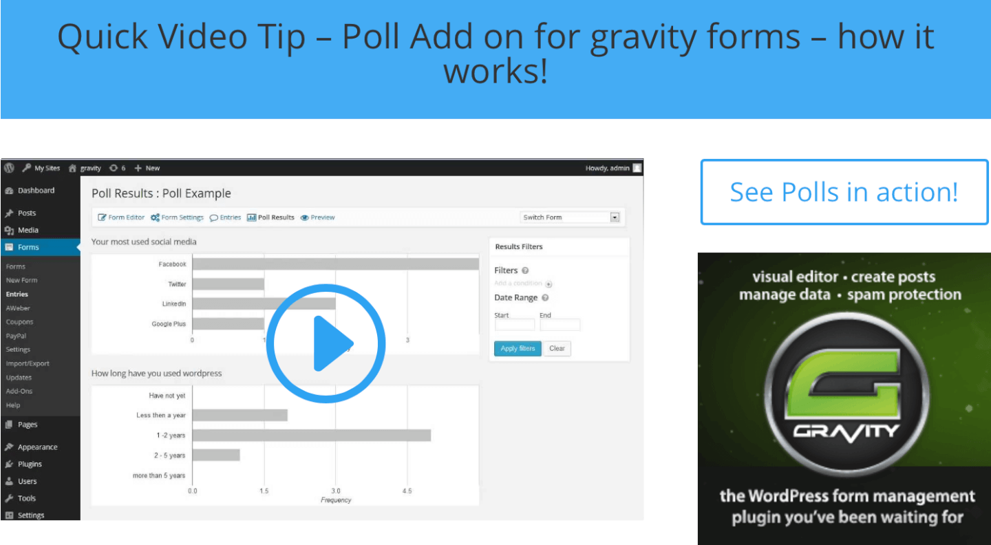 Quick Video Tip - Poll Add on for gravity forms - how it works!
