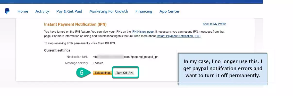 Stopping PayPal Instant Payment Notification errors- where to delete them